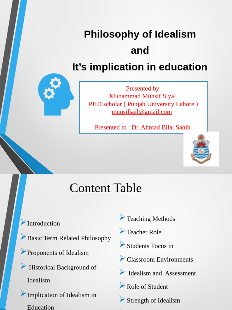 What Is Philosophy, Idealism and Its Educational Implication in Education | PDF | Idealism ...
