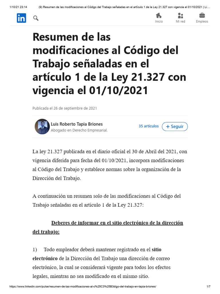 Cambios Clave en el Código del Trabajo | PDF | Derecho laboral
