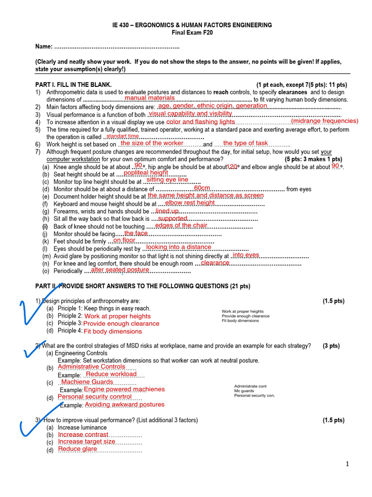 IE 430 Examples Final Exam | PDF | Human Factors And Ergonomics | Usability