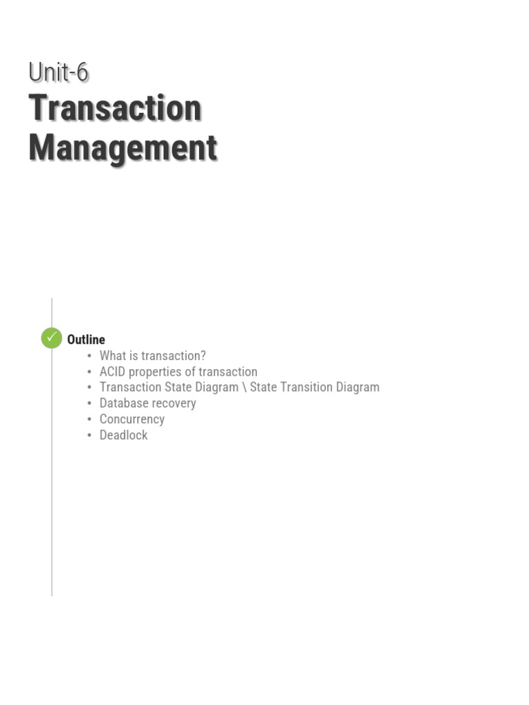 DBMS Unit-6 | PDF | Acid | Database Transaction