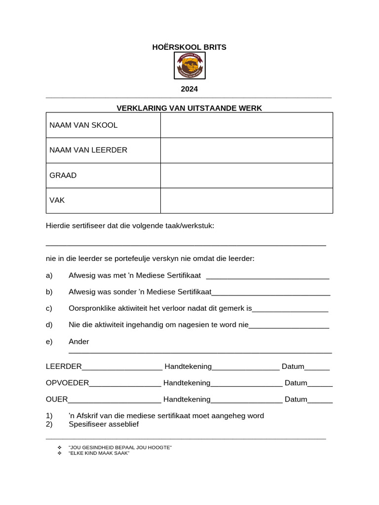 Declaration of Missing Work - En.af | PDF Declaration of Missing Work - En.af | PDF