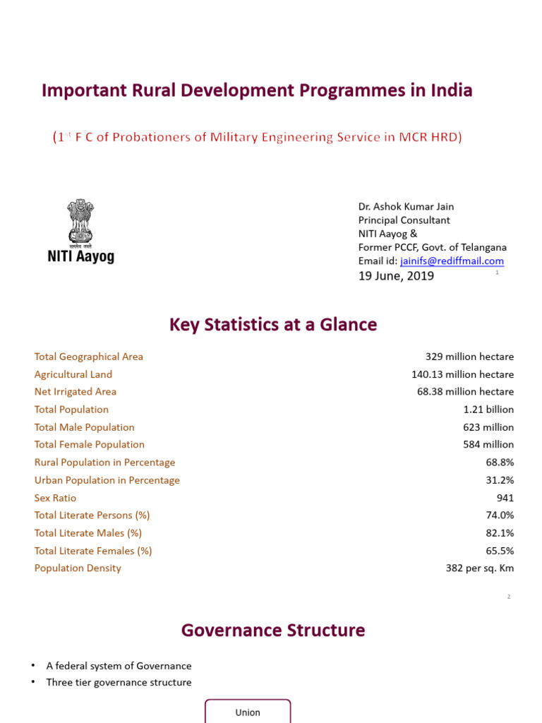 Important Rural Development Programmes in India | PDF | Government Of ...