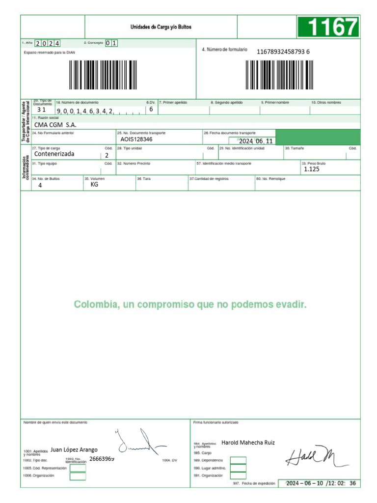 Formulario 1167 | PDF