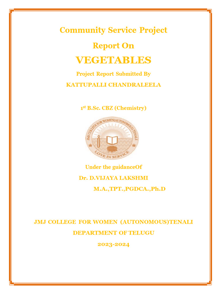 Vegetables: Community Service Project Report On | PDF | Vegetables | Foods