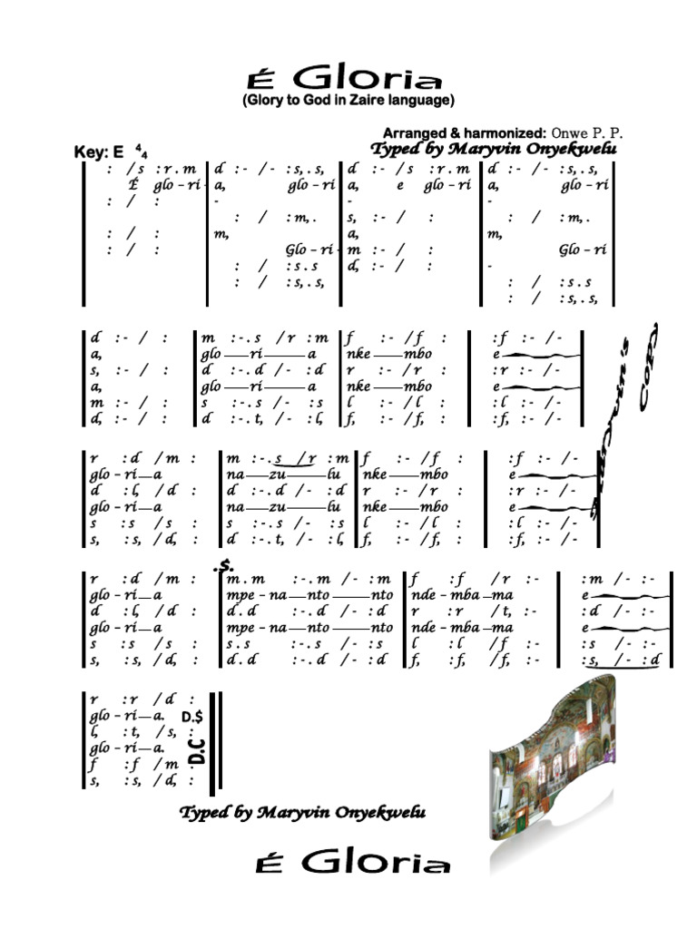 E Gloria - Glory To God in Zaire Language | PDF | Language Arts ...