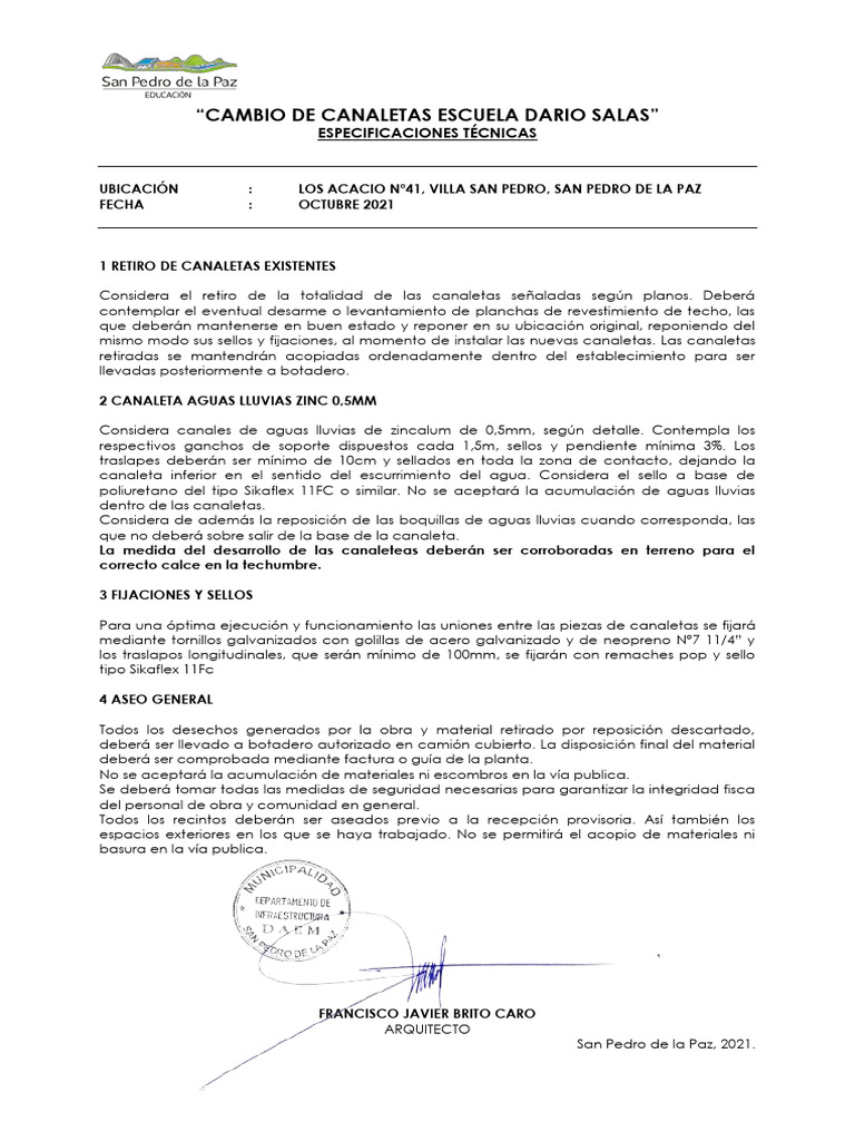 02 Eett Cambio de Canaletas Dario Salas 2 | PDF