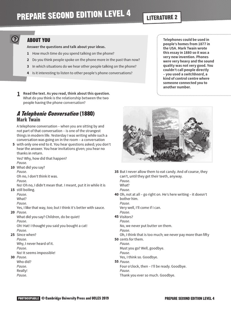 B1 Literature worksheet 4 Prepare 4 | PDF | Telephone