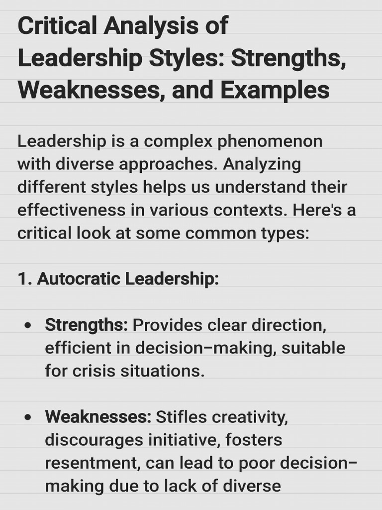 Critical Analysis of Leadership Styles - GEMINI | PDF