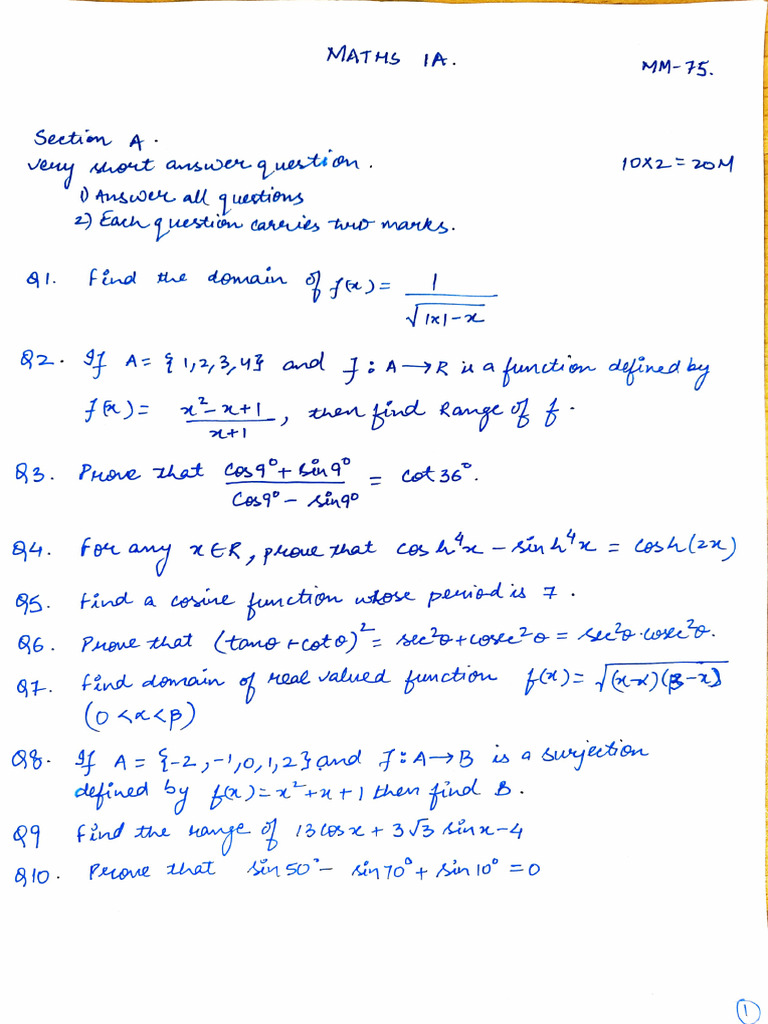 Maths 1A | PDF