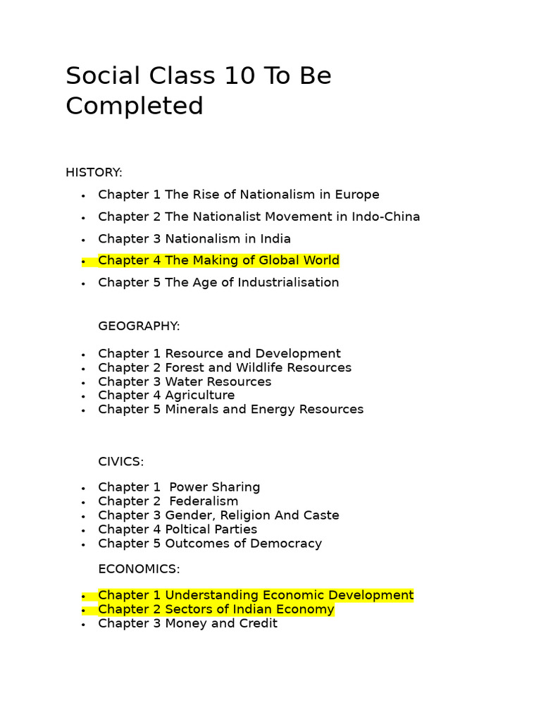 Class 10 Social Science Overview | PDF