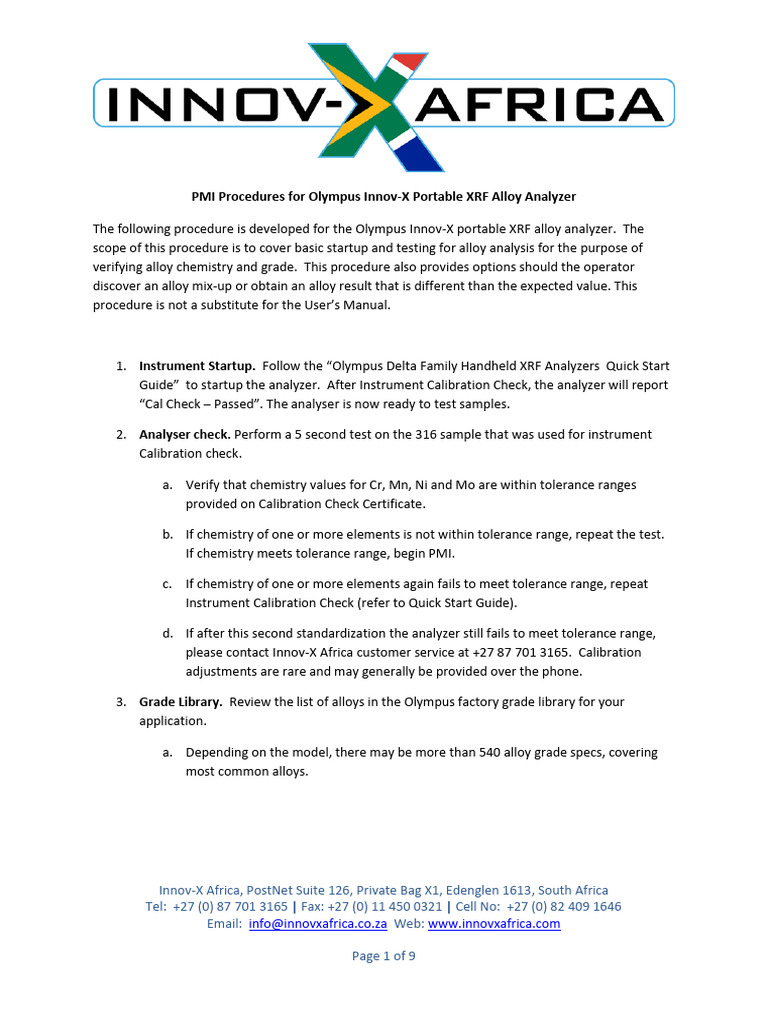 IXA2015 - Delta PMI Procedure | PDF | Calibration | Metals