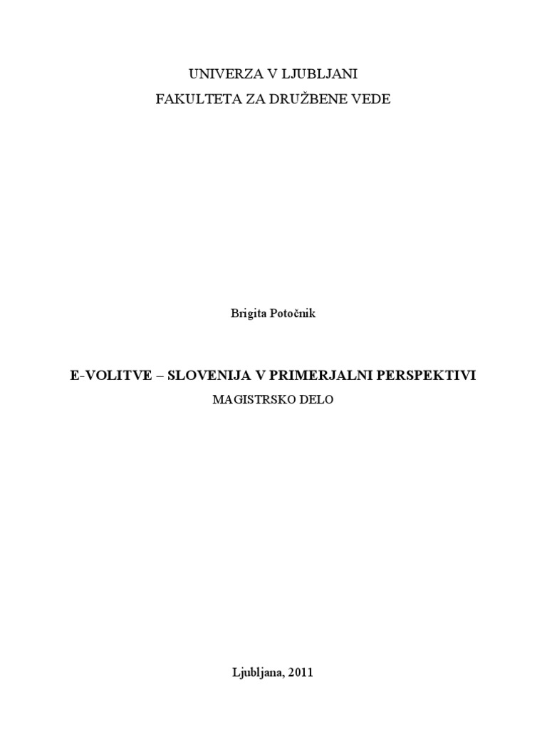 Brigita Potočnik: E-Volitve - Slovenija V Primerjalni Perspektivi | PDF