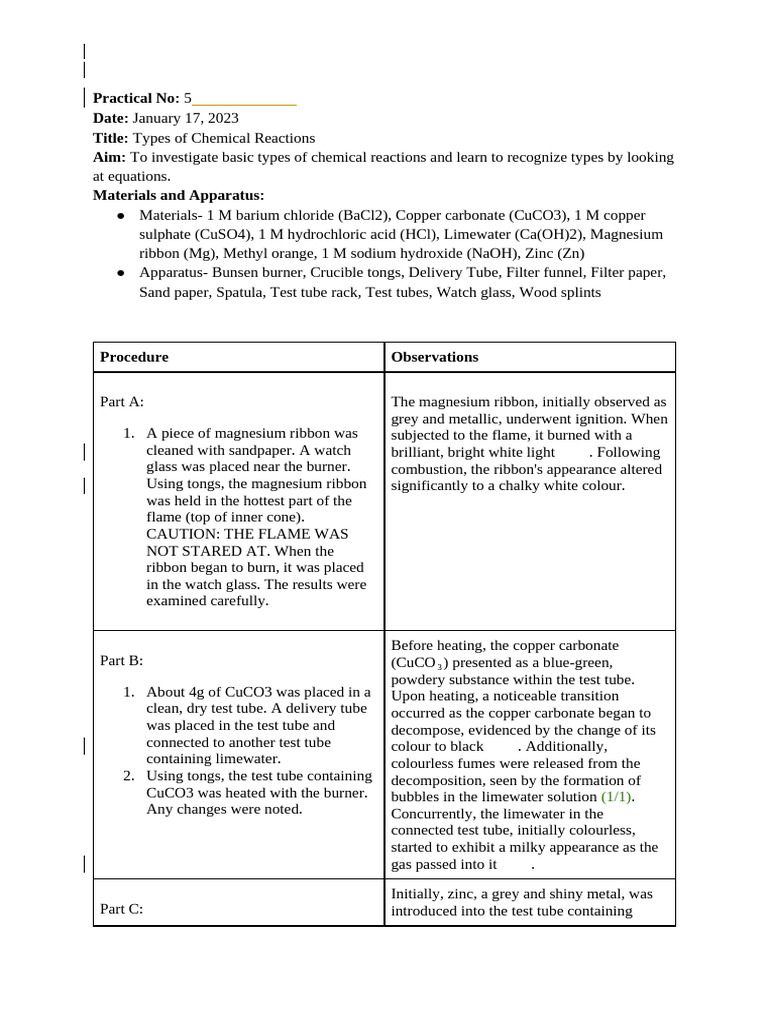 Wbs-Extn-Chem: Csec Chemistry Lab 5 | PDF | Acid | Magnesium