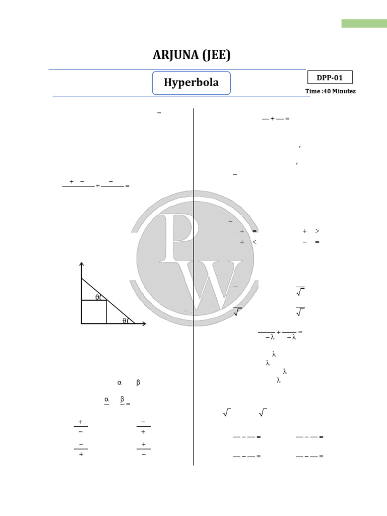 Hyperbola DPP 01 | PDF | Ellipse | Analytic Geometry