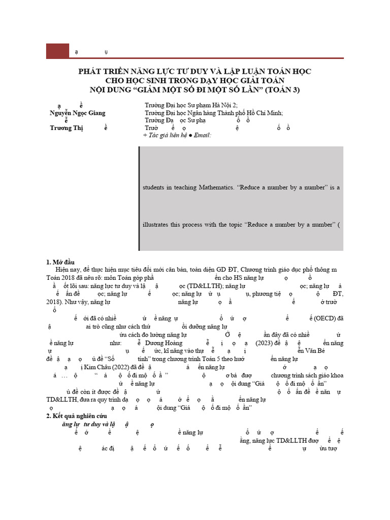 PHT Trin NNG LC T Duy V LP Lun Ton HC Cho HC Sinh Trong Dy HC Gii Ton Ni Dung Gim MT S I MT S LN ...