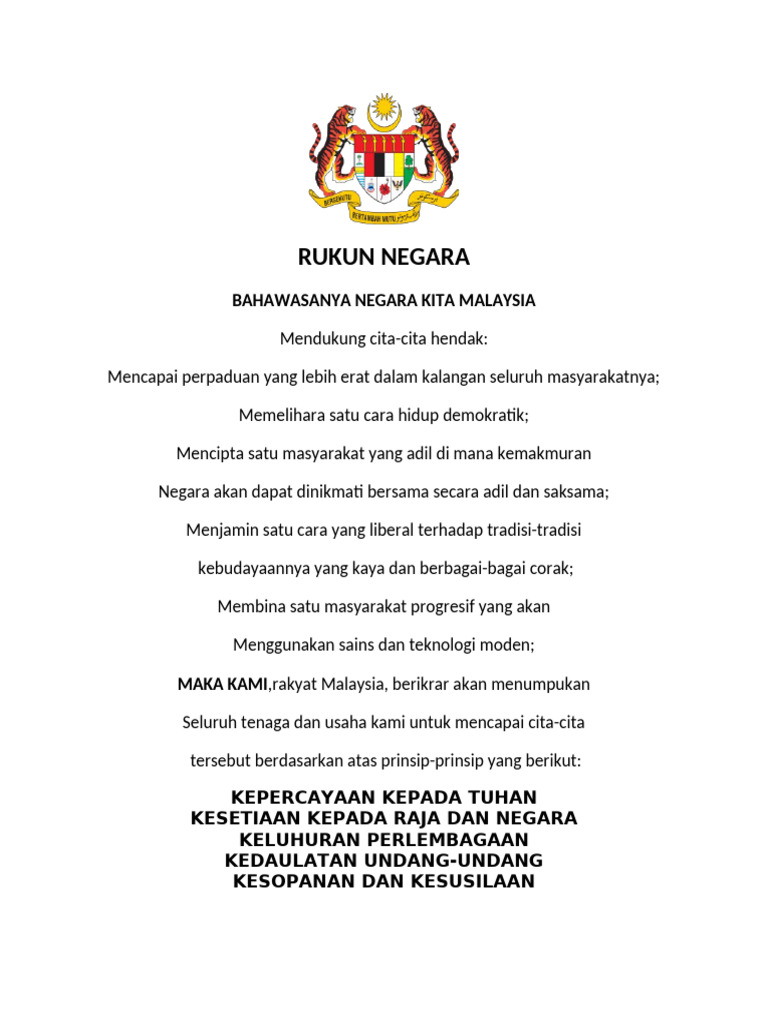 Rukun Negara | PDF | Ilmu Sosial