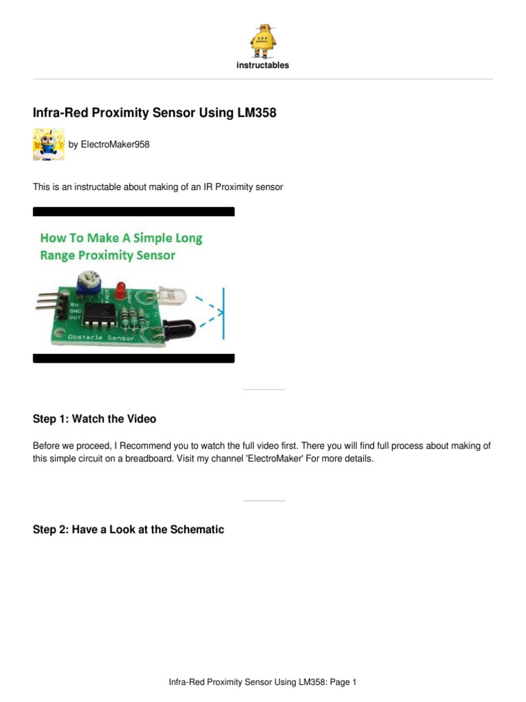 Infra Red Proximity Sensor Using LM358 | PDF | Resistor | Operational ...