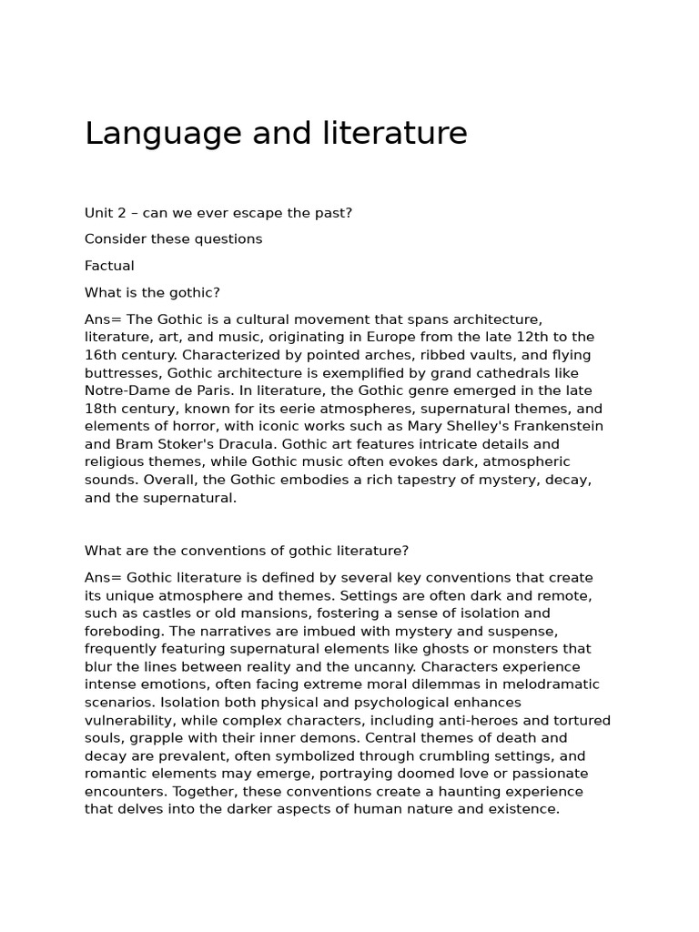 Exploring Gothic Literature and Memory | PDF | Gothic Fiction | Horror ...