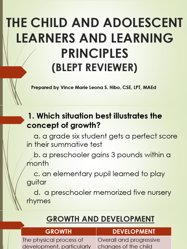 Child and Adolescent Learners and Learning Principles | PDF | Cognitive Development | Prenatal ...