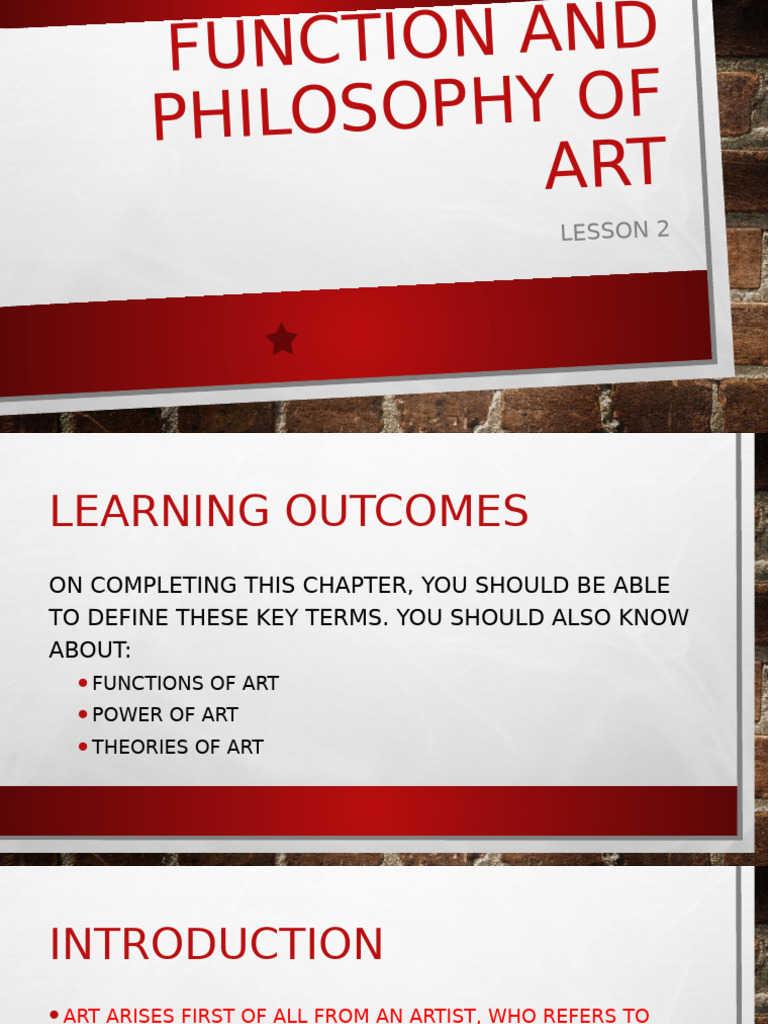 LESSON 2 Function and Philosophy of Art | PDF | Aesthetics | Art Therapy