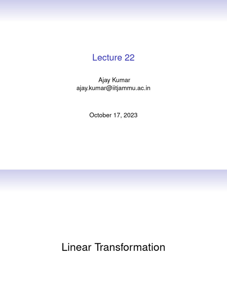 Lecture 22 | PDF | Linear Map | Vector Space