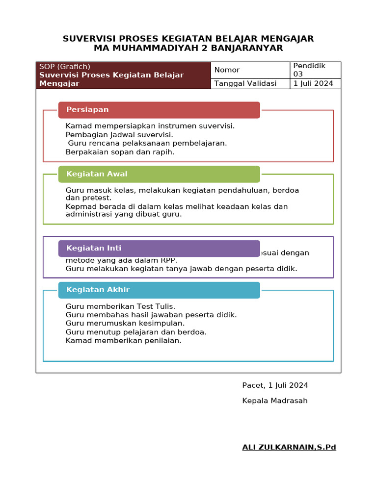 Sop Proses KBM | PDF