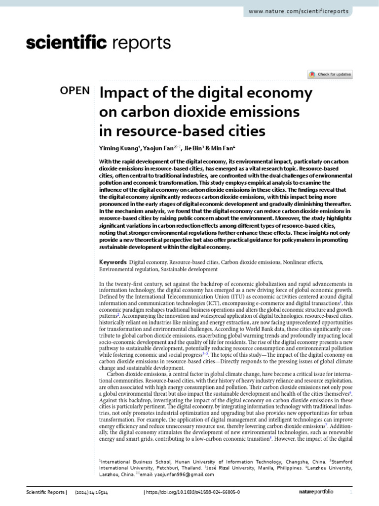 Impact of The Digital Economy | PDF | Climate Change | Sustainability