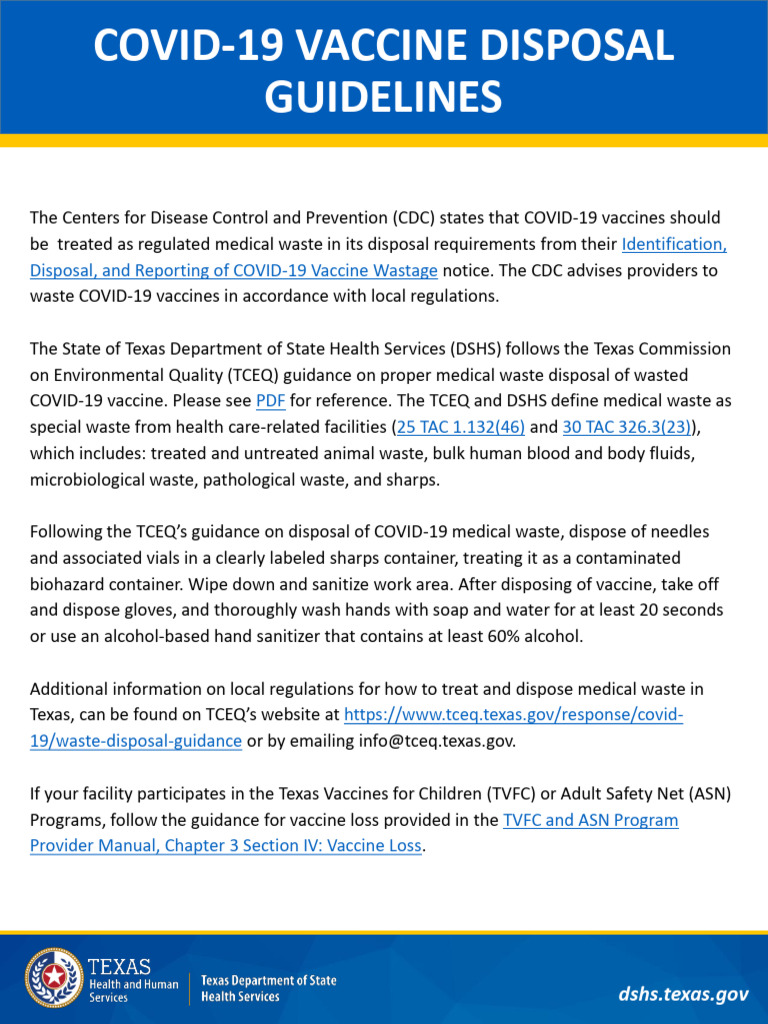 COVID-19 Vaccine Disposal Guidelines | PDF | Social Science | Self ...