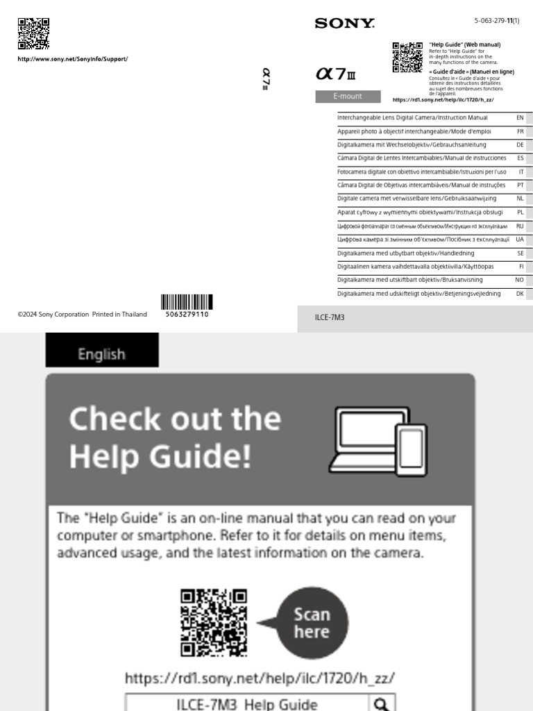 Sony ILCE-7M3 Camera Instruction Manual | PDF | Camera Lens | Autofocus
