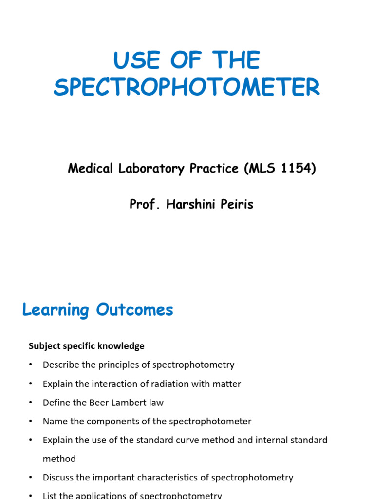 Spectrophotometer Use in Medical Labs | PDF | Spectrophotometry ...