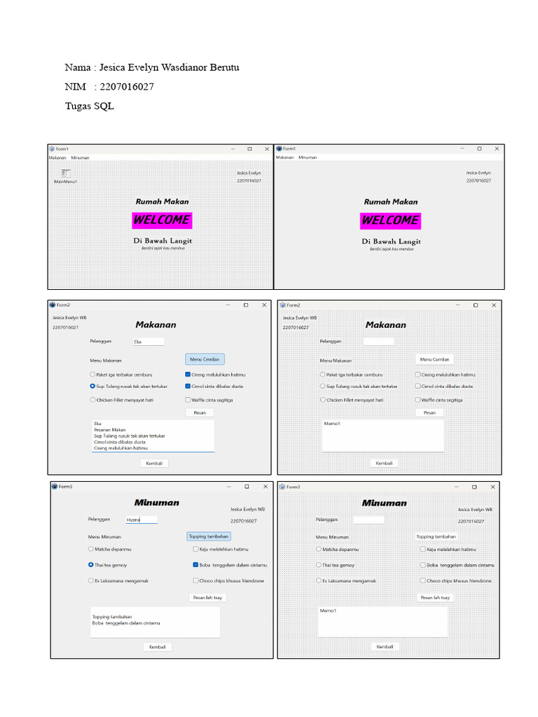 Nama: Jesica Evelyn Wasdianor Berutu NIM: 2207016027 Tugas SQL | PDF