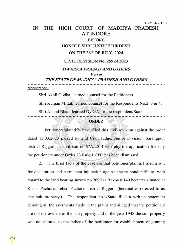 CR 259 2023 FinalOrder 26-07-2024 Digi | PDF | Lawsuit | Appeal