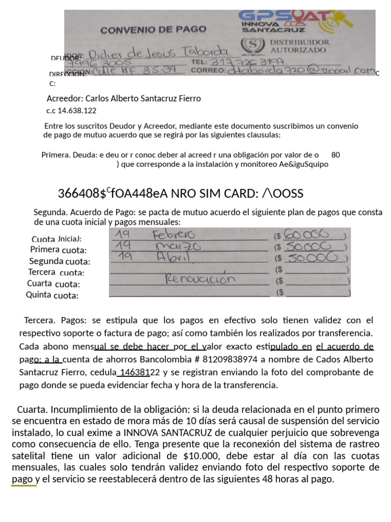 366408$ Foa448Ea Nro Sim Card: //ooss: Acreedor: Carlos Alberto ...