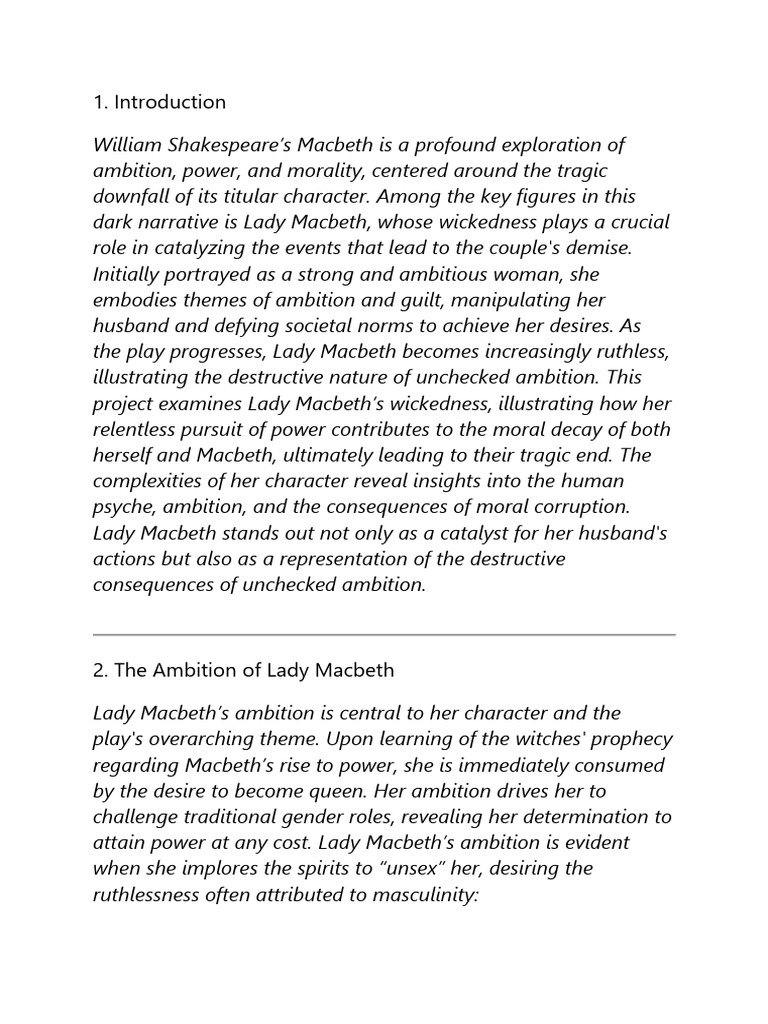 Lady Macbeth: Ambition and Manipulation | PDF | Macbeth | Masculinity