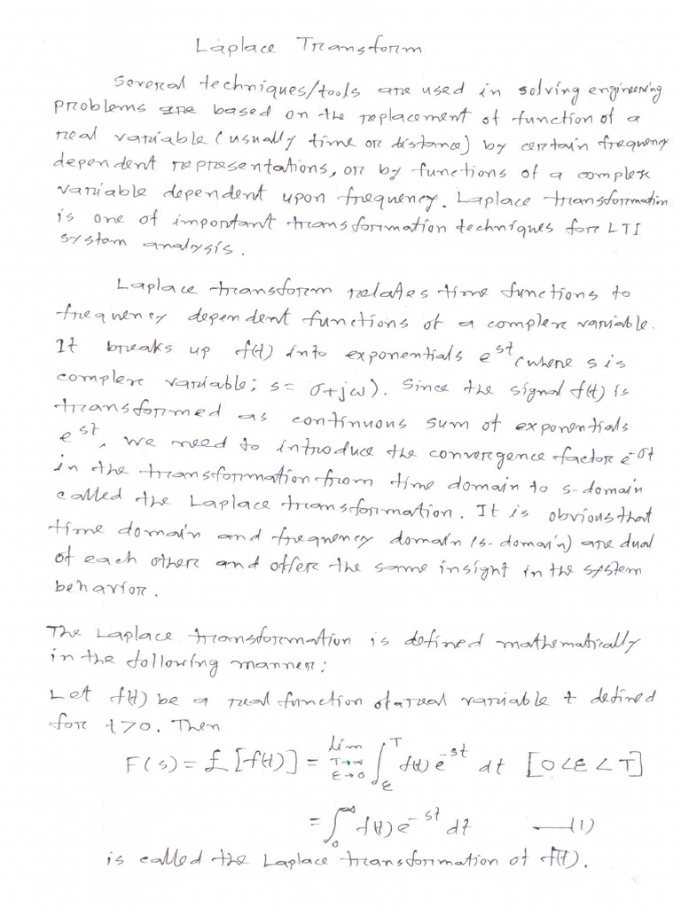 Laplace Transform- Lecture Documents | PDF Laplace Transform- Lecture Documents | PDF
