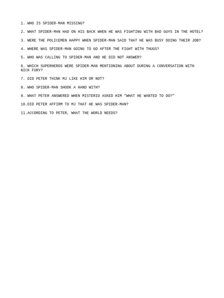 Spider-Man: Key Questions Answered | PDF