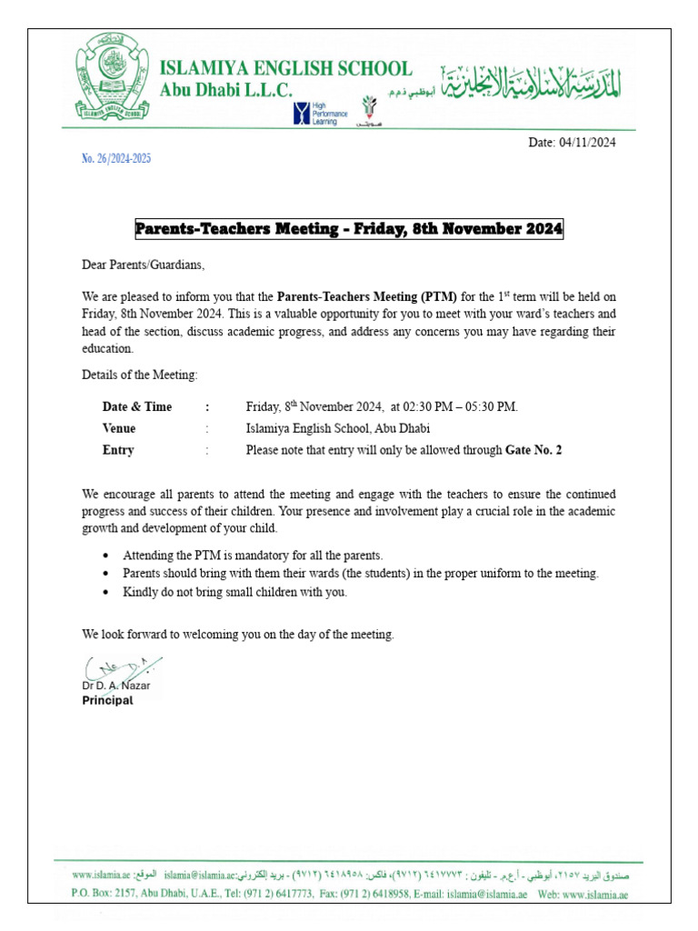 PTM Notice for Parents | PDF | Wellness