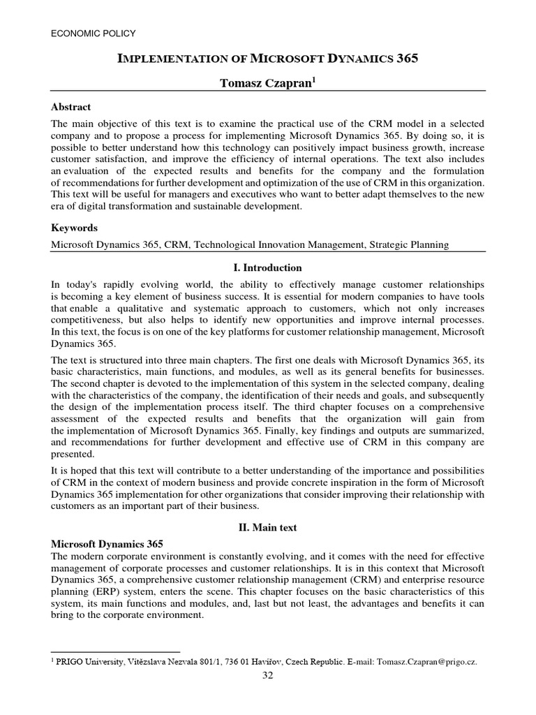 Implementation of Microsoft Dynamics 365 | PDF | Customer Relationship Management | Enterprise ...