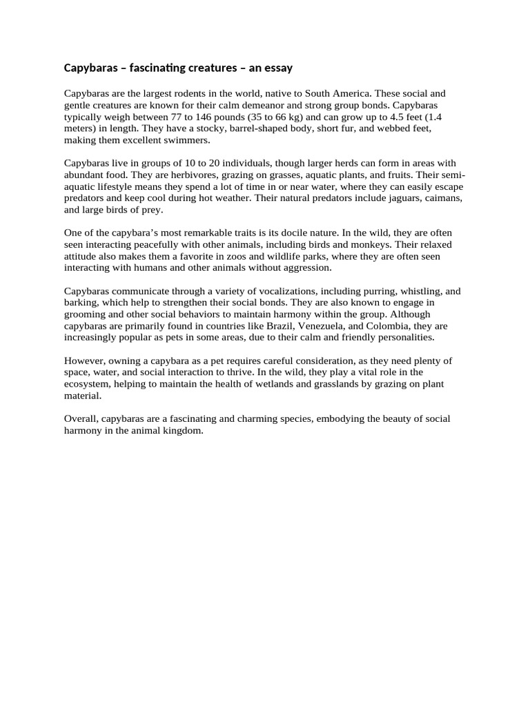 Capybaras | PDF | Science & Mathematics