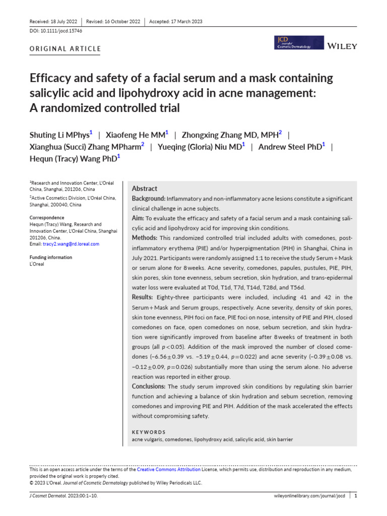 Efficacy and Safety of A Facial Serum and A Mask C | PDF | Medicine ...