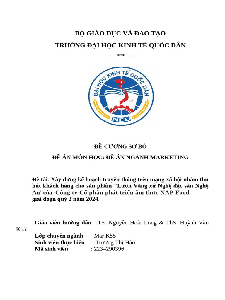 Trương Thị Hảo - Msv 2234290396-Đề Cương Sơ Bộ. | PDF