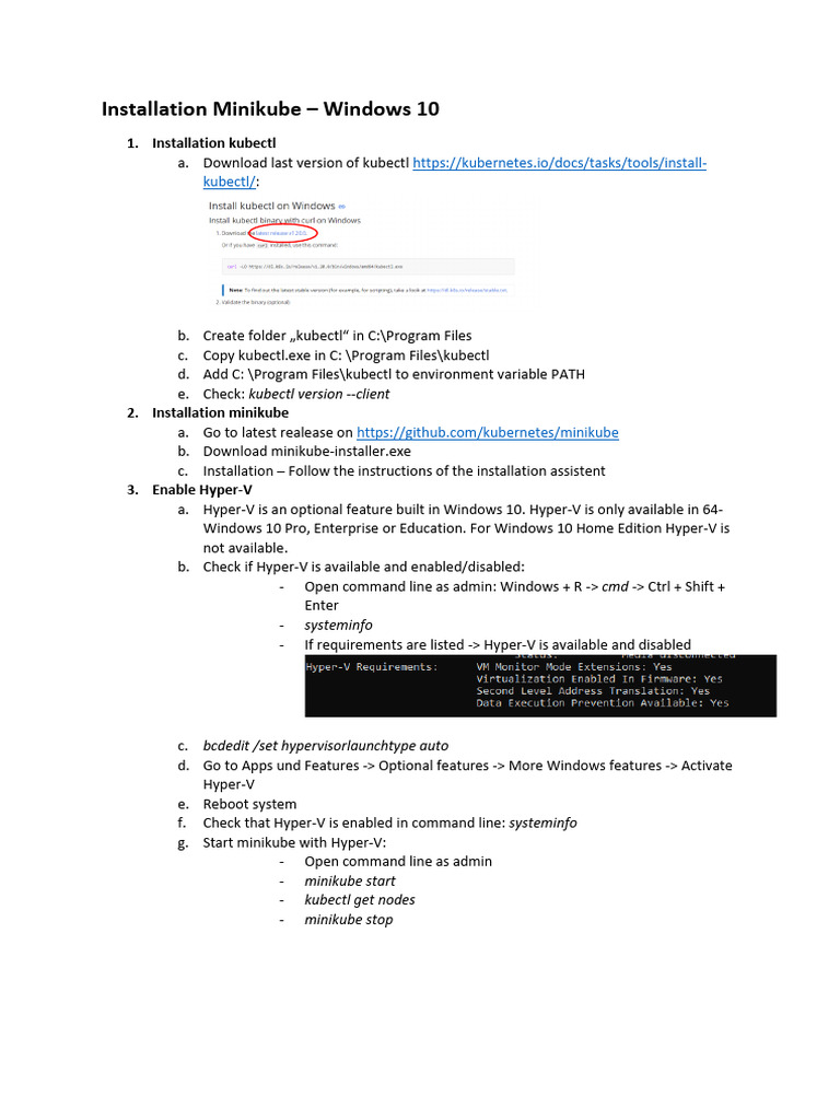 Instruction - Create A Minikube Cluster | PDF | Hyper V | Command Line Interface