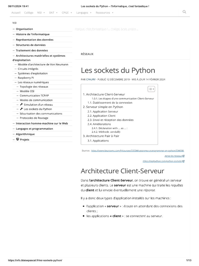 Implementation D Un Socket Avec Python | PDF