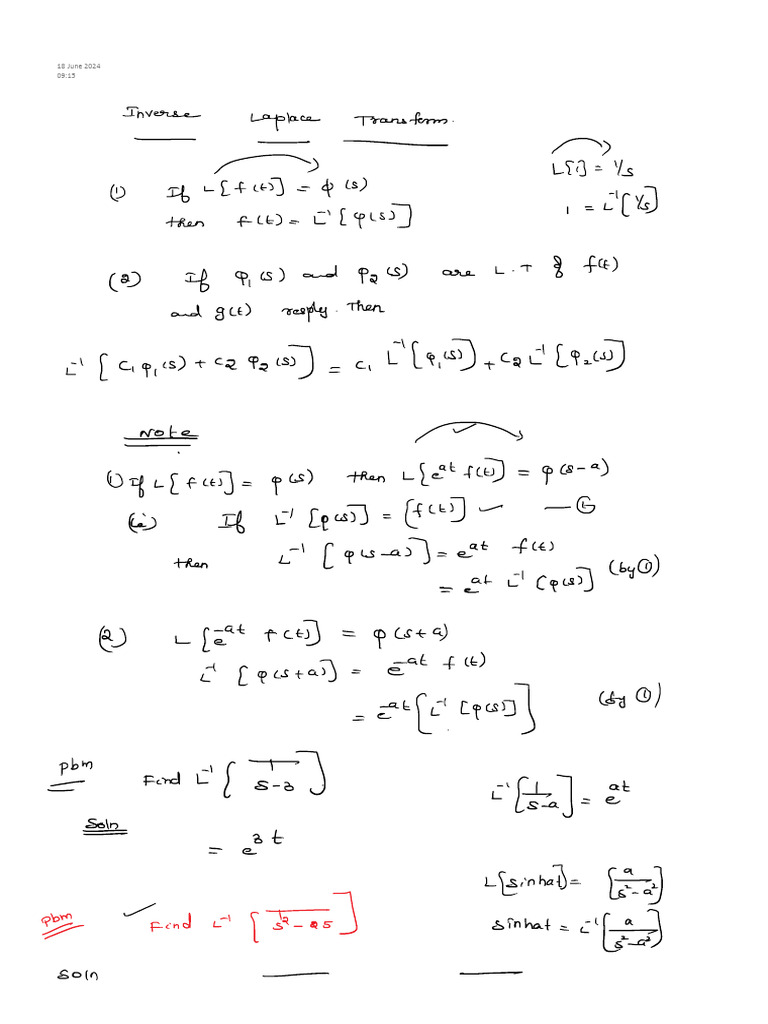 Inverse Laplace Trans Fem - Unit 1 | PDF