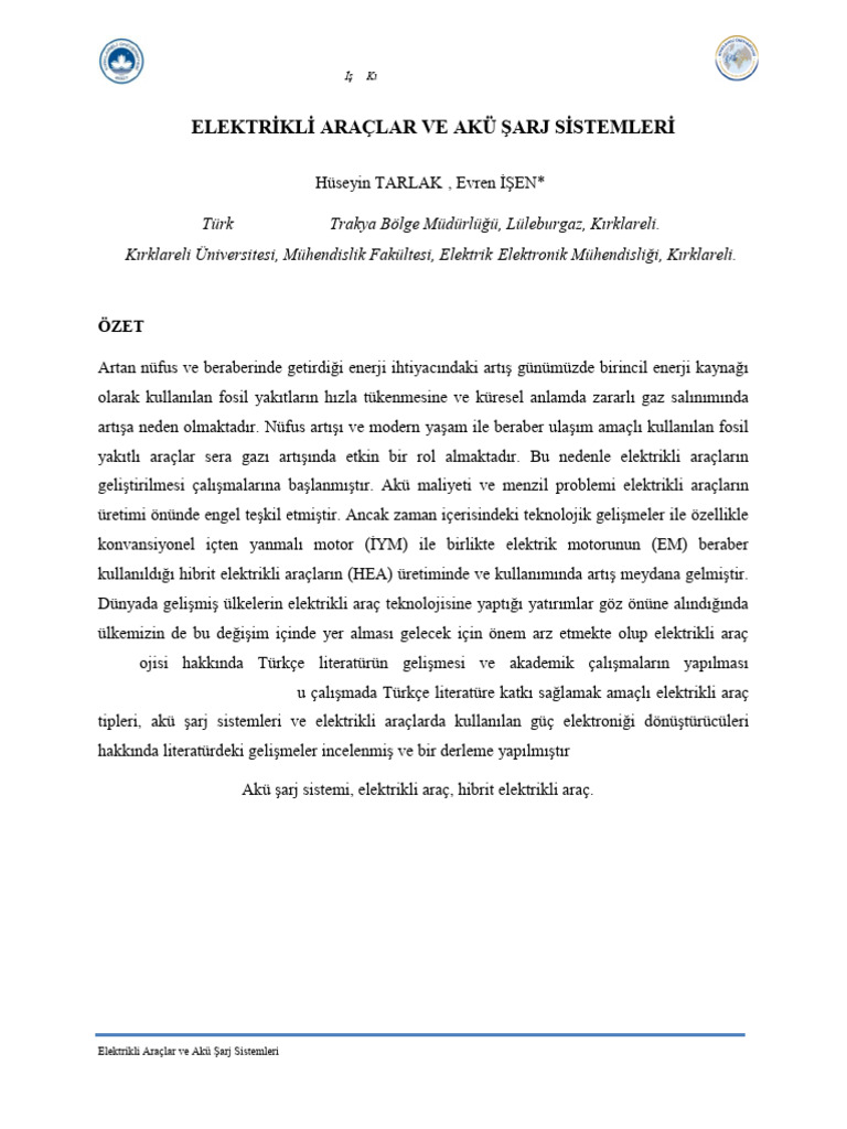 Elektr - KL - Ara - Lar Ve Ak - Arj S - Stemler - (#398993) - 498620 | PDF