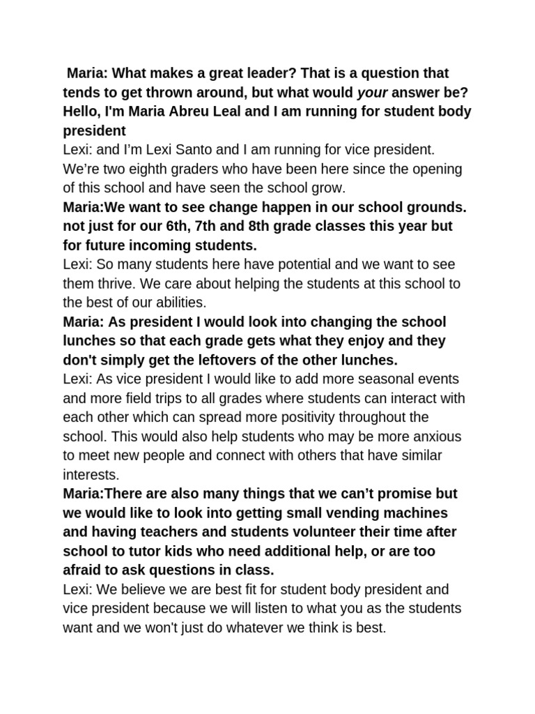 SGA Campaign Speech | PDF | Wellness