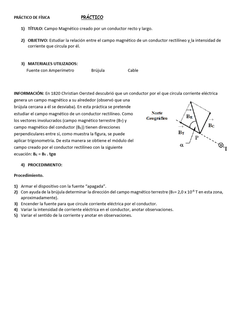 Practico Campo Creado Por Un Conductor Recto | PDF