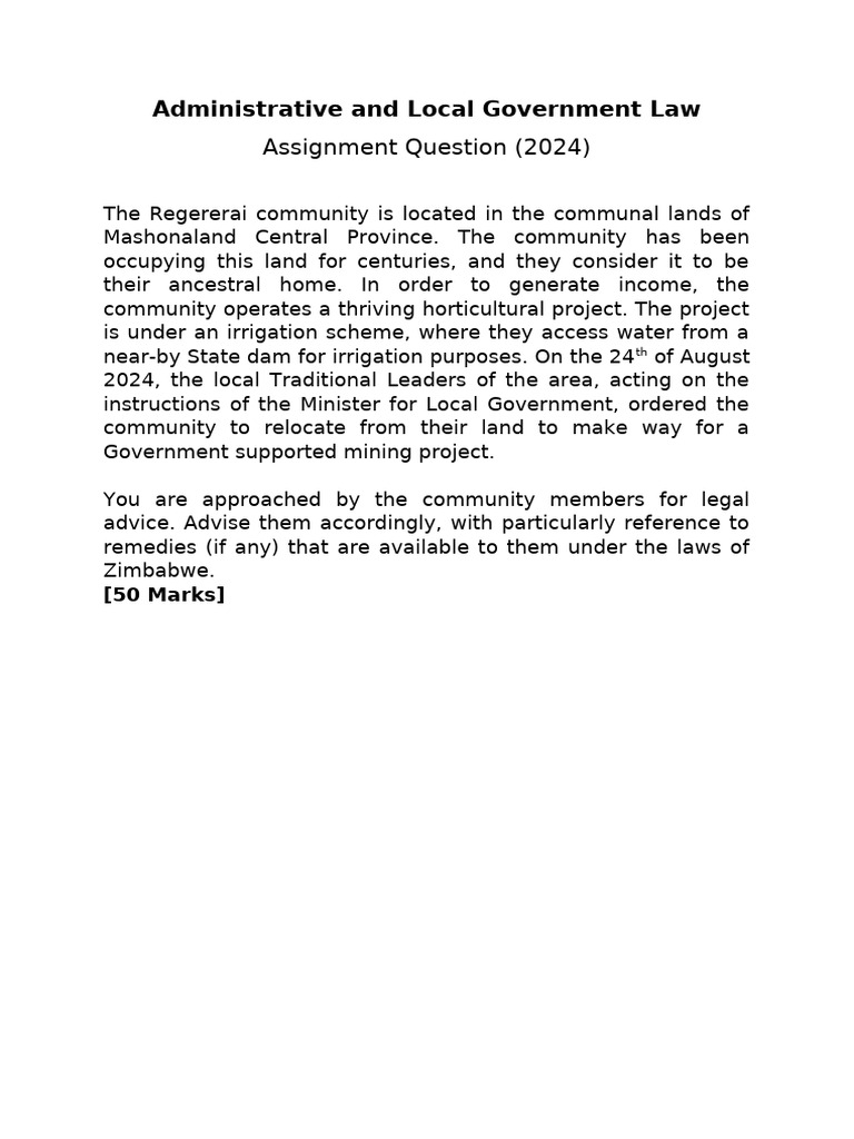 Assignment - Administrative and Local Government Law (2024) | PDF | Law | Technology & Engineering