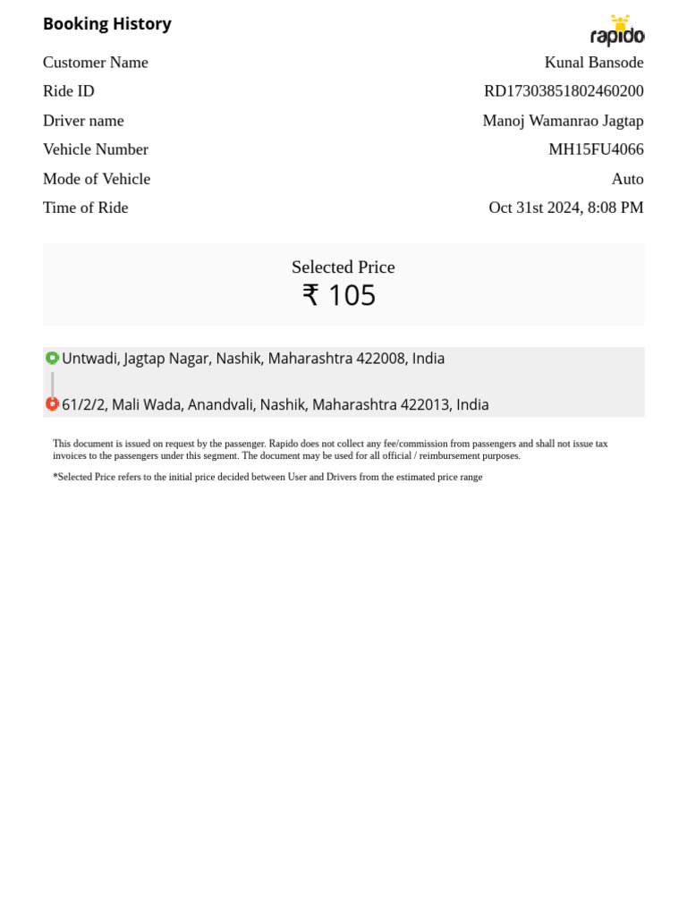 Auto Receipt RD17303851802460200 | PDF