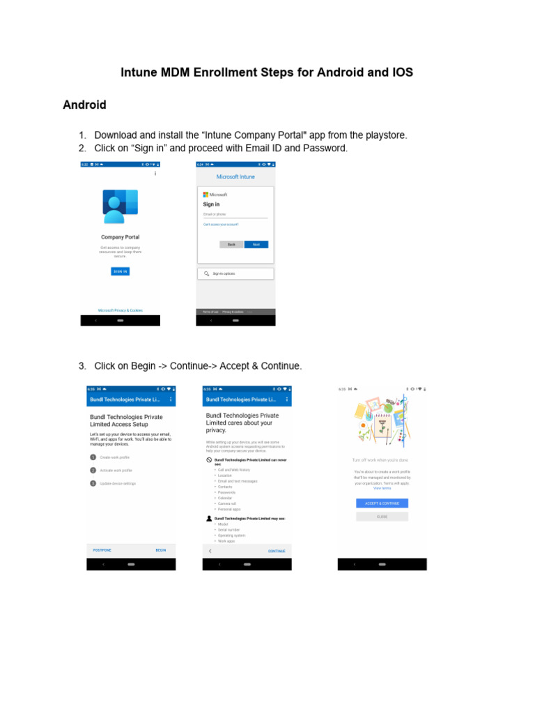 Intune MDM Enrollment for Android & iOS | PDF